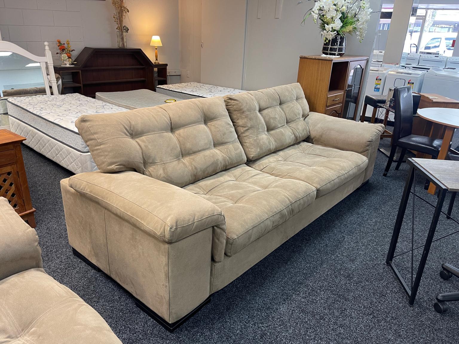 Large 2-Piece Suede Lounge Suite in Camel - Shop Zone
